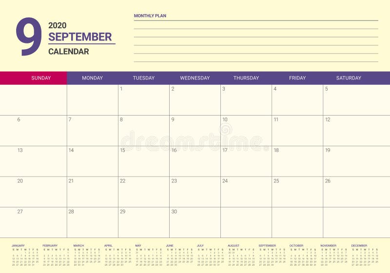 September 2020 Desk Calendar Vector Illustration Stock Vector ...