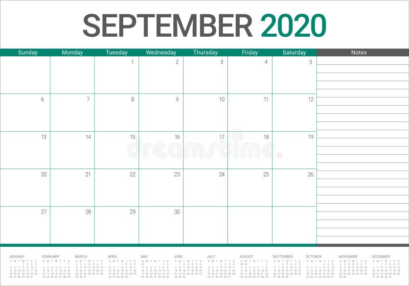 September 2020 Desk Calendar Vector Illustration Stock Vector ...