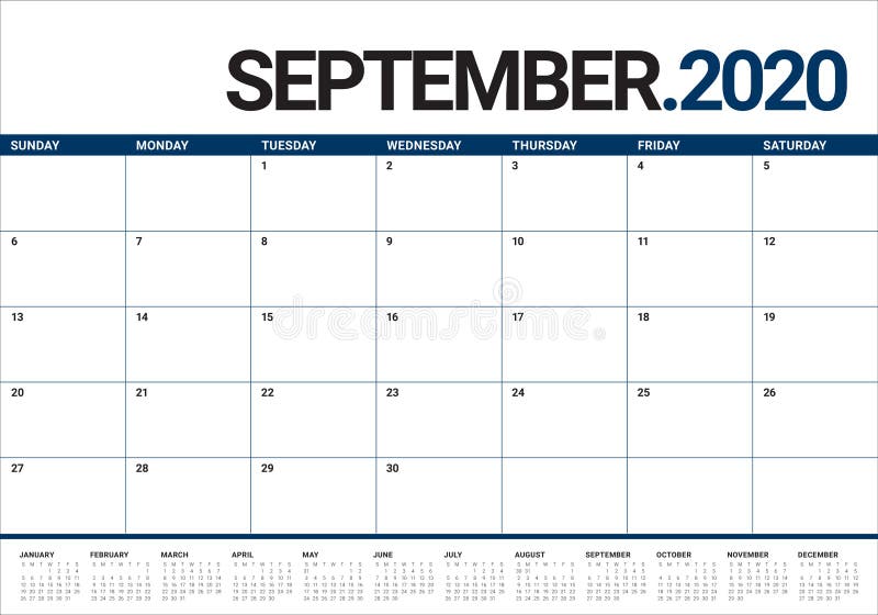 September 2020 Desk Calendar Vector Illustration Stock Vector ...