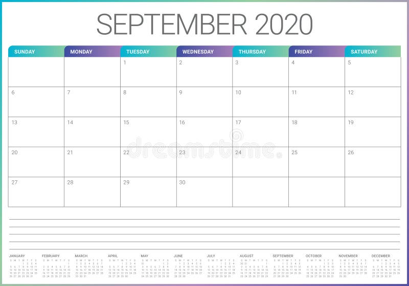 September 2020 Desk Calendar Vector Illustration Stock Vector ...