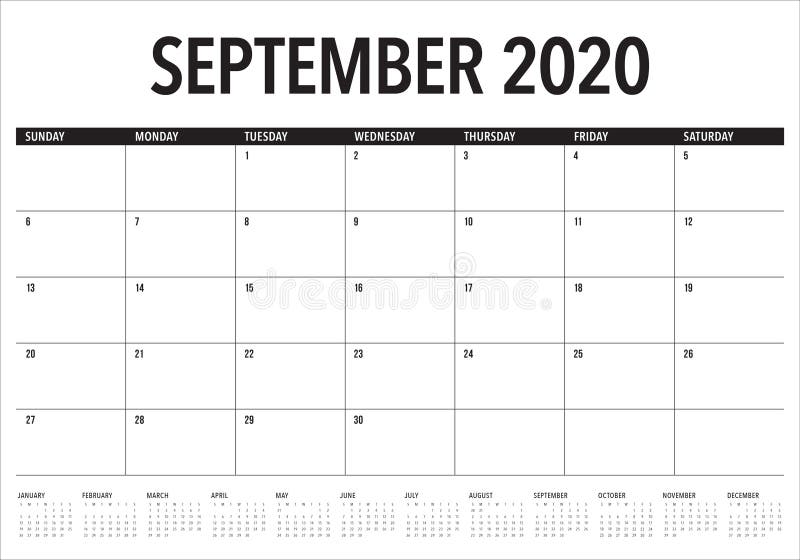 September 2020 Desk Calendar Vector Illustration Stock Vector ...