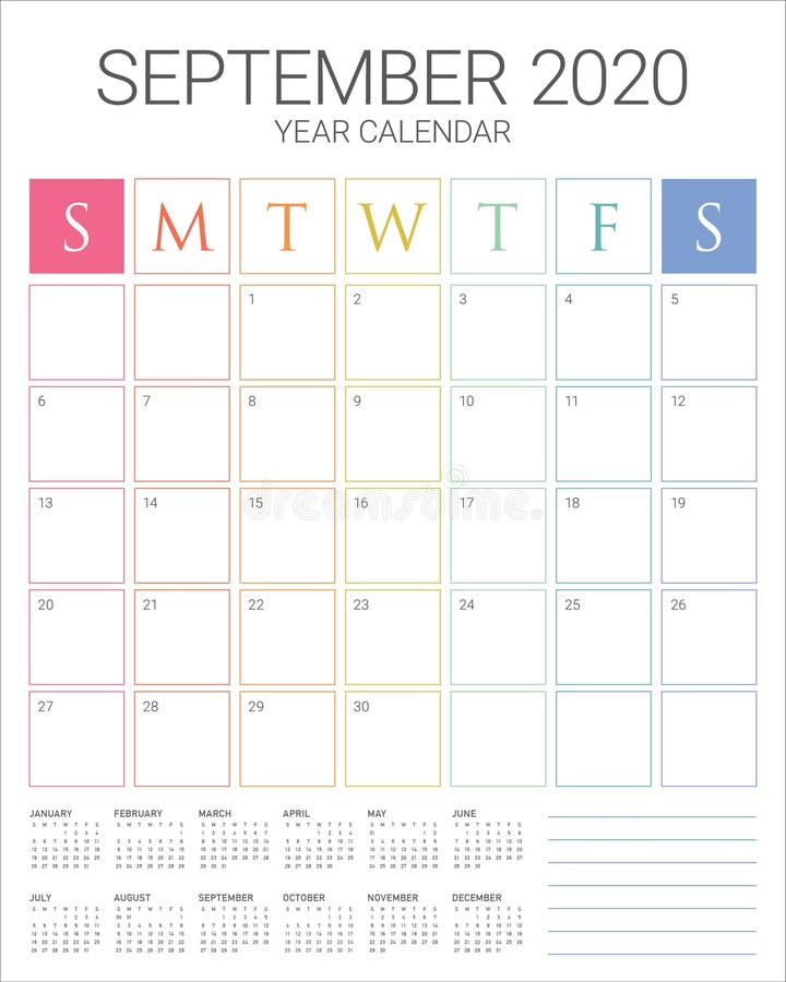 September 2020 Desk Calendar Vector Illustration Stock Vector ...