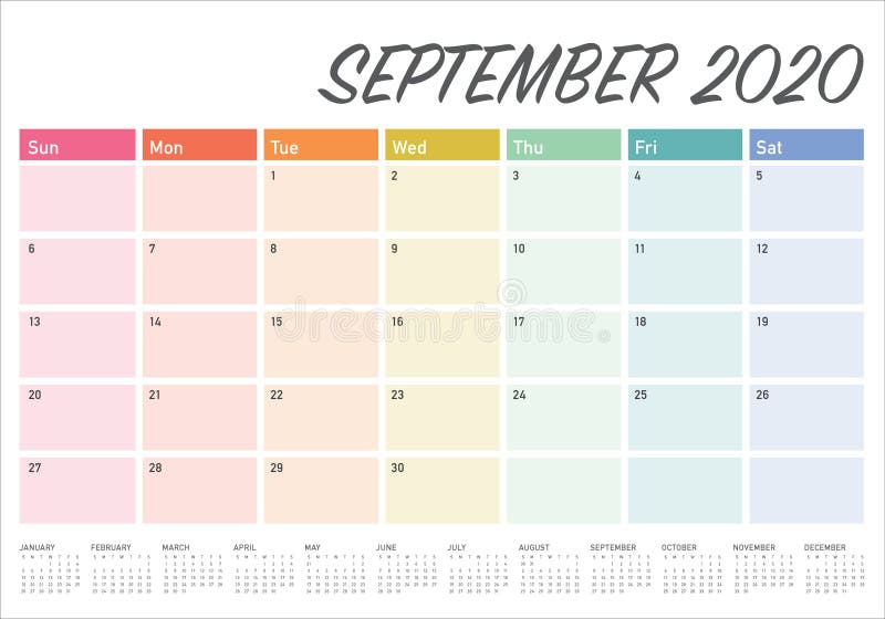 September 2020 Desk Calendar Vector Illustration Stock Vector ...