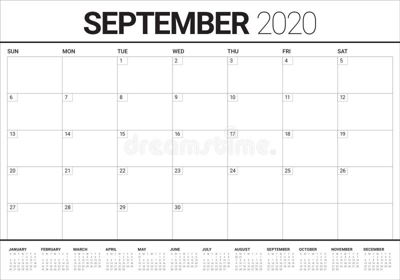 September 2020 Desk Calendar Vector Illustration Stock Vector ...