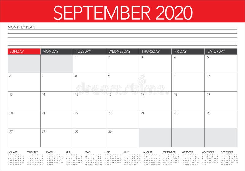 September 2020 Desk Calendar Vector Illustration Stock Vector ...