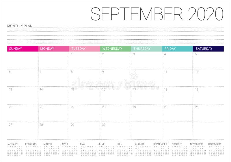 September 2020 Desk Calendar Vector Illustration Stock Vector ...