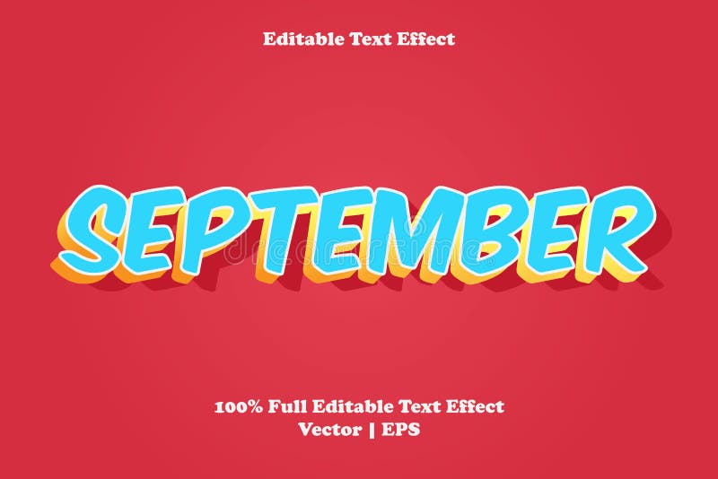 September Editable Text Effect Cartoon Style Stock Vector ...