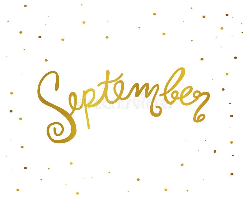 September - Gold Sign Mounted on Glossy Marble Wall - 3D Rendered ...