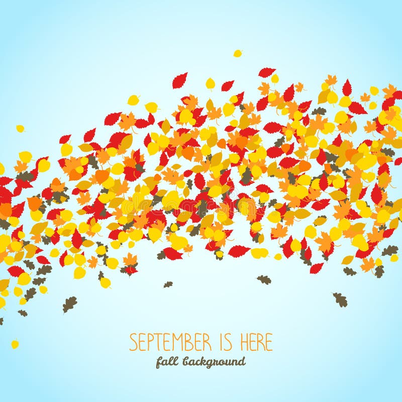 September is Here. Frame. Wave Made from Leaves. Stock Vector ...