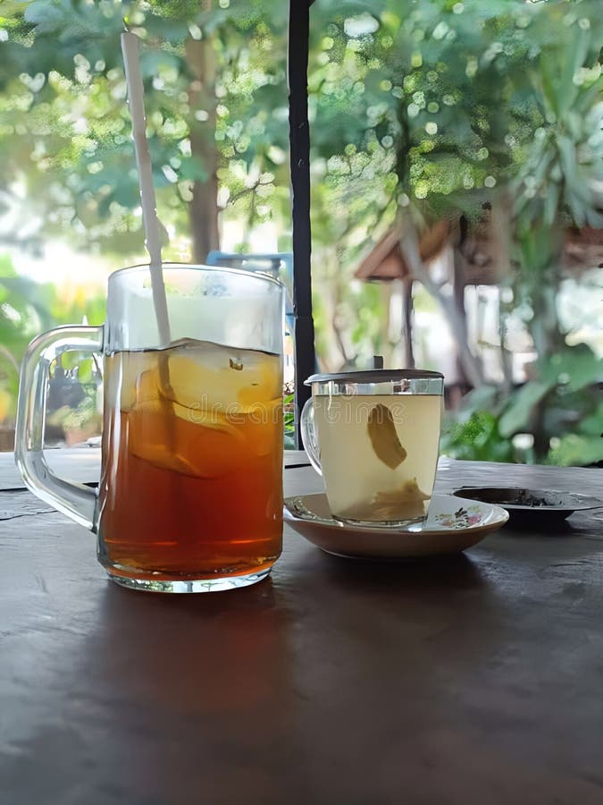 September 1, 2023. Iced Tea and Ginger Drinks on the Table Stock Image ...