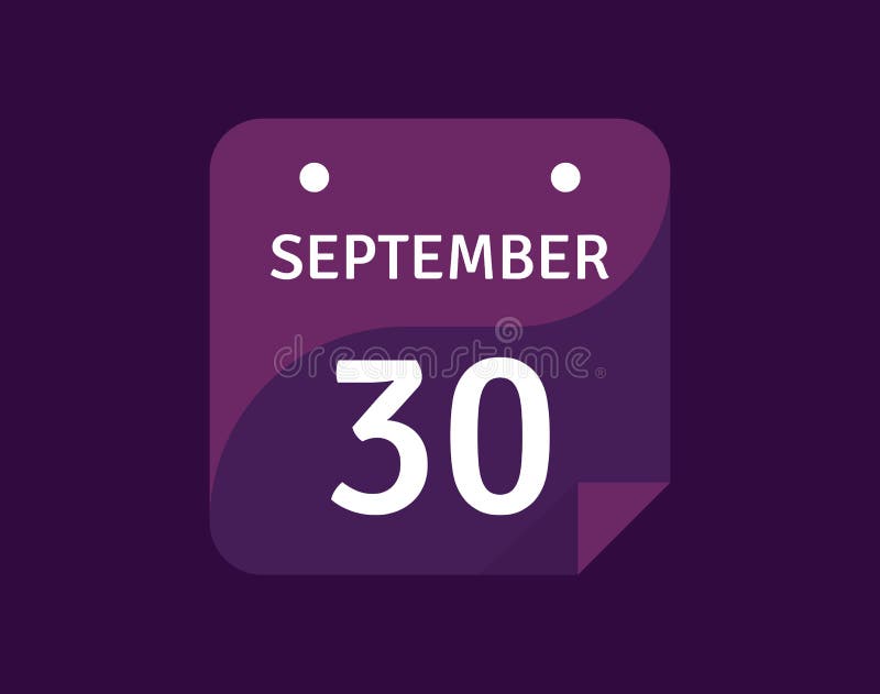 30 September, September 30 Icon Single Day Calendar Vector Illustration ...