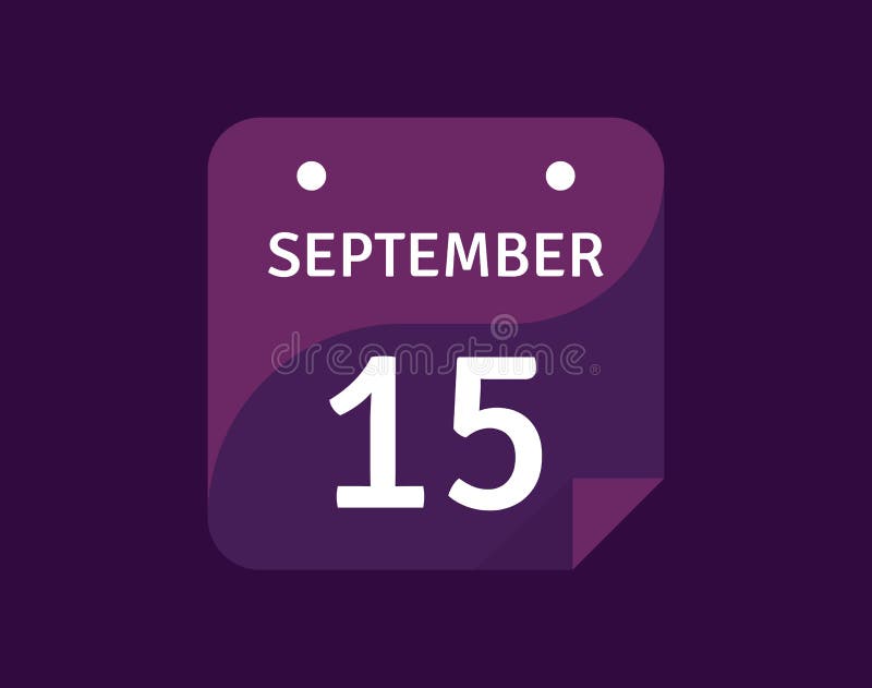 15 September, September 15 Icon Single Day Calendar Vector Illustration ...