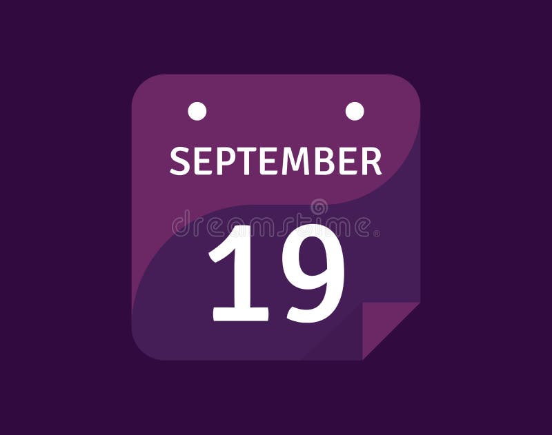 19 September, September 19 Icon Single Day Calendar Vector Illustration ...