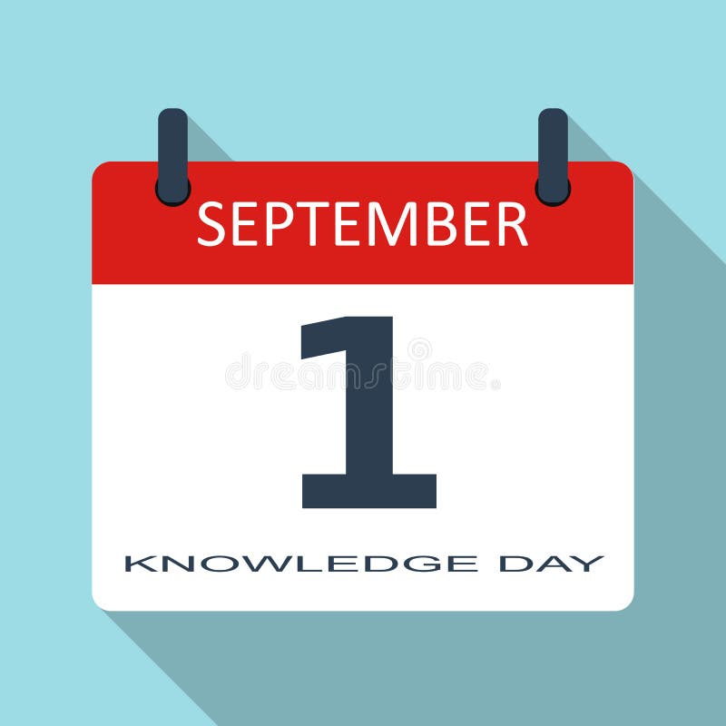 September 1st. Day of Knowledge. Red Ribbon with White Number 1. Autumn ...