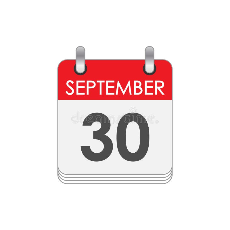 SEPTEMBER 30. a Leaf of the Flip Calendar with the Date of SEPTEMBER 30 ...