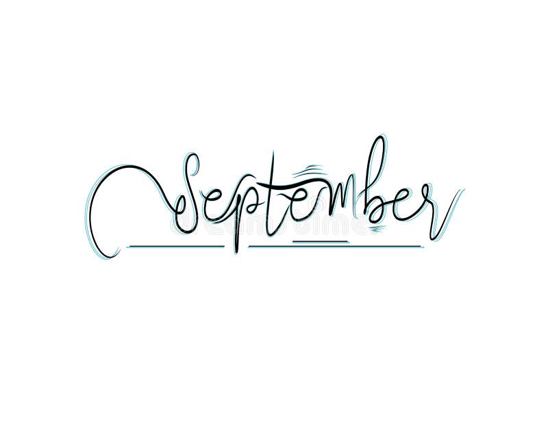 September Lettering Text on White Background in Vector Illustration ...