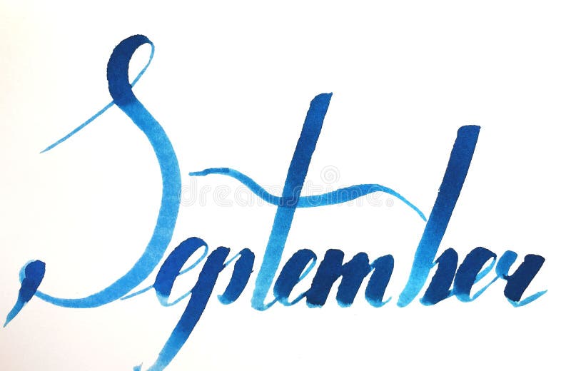 September Word Text. Lettering Typography. Bright Illustration For ...