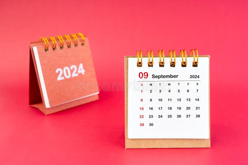 2024 September Mini Calendar on Red Background Stock Photo - Image of ...