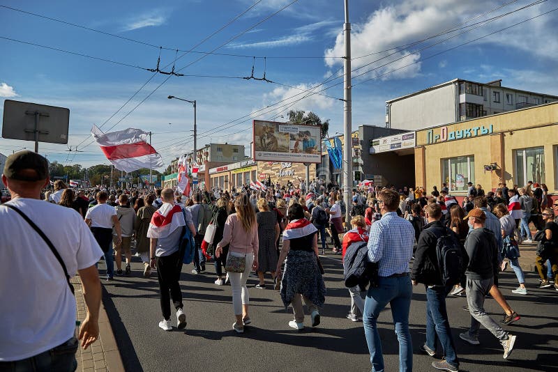 September 15 2020 Minsk Belarus Largest Peaceful Demonstration in Minsk ...