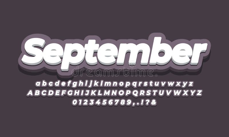 September Month Text 3d Dark Design Stock Vector - Illustration of ...