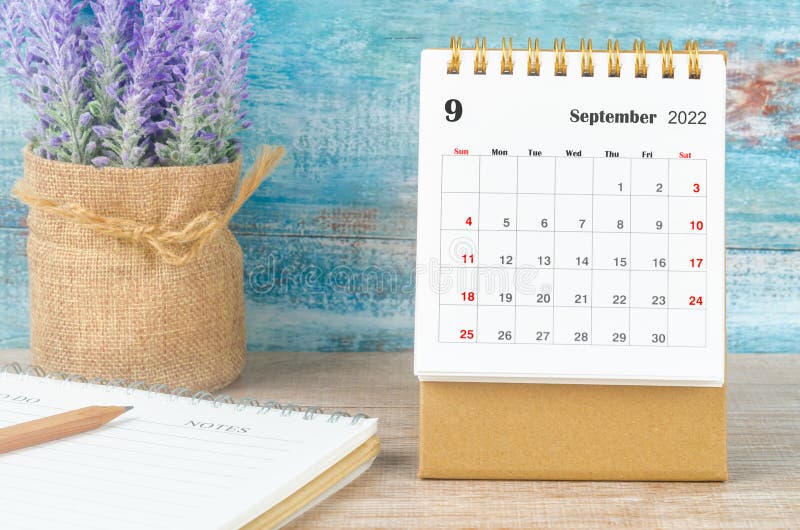 The September 2022 Monthly Desk Calendar for 2022 Year with Diary Stock ...