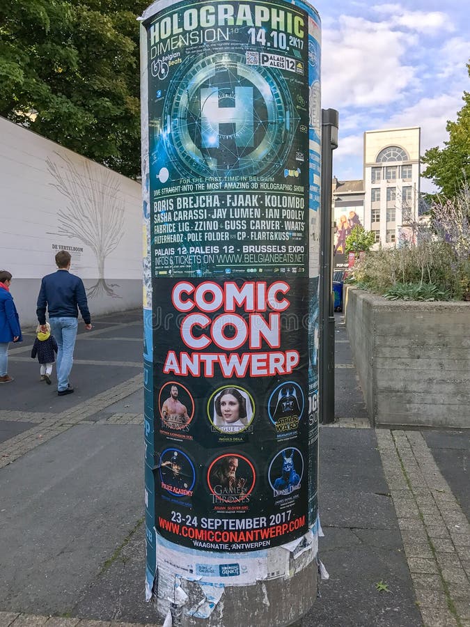 Poster for Comic Con in Antwerp, Belgium Editorial Image - Image of ...