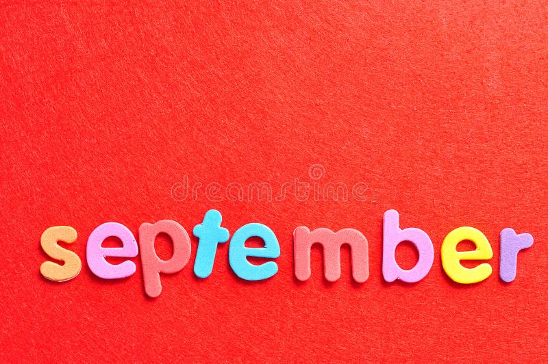 September on a Red Background Stock Photo - Image of year, september ...