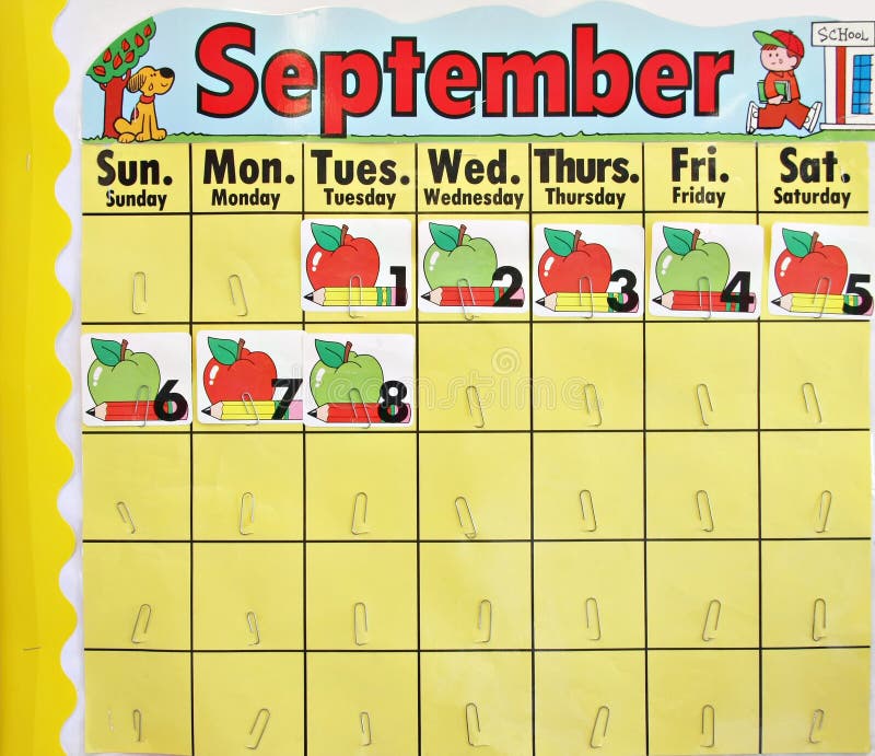 September school calender stock image. Image of week, tuesday - 9934761