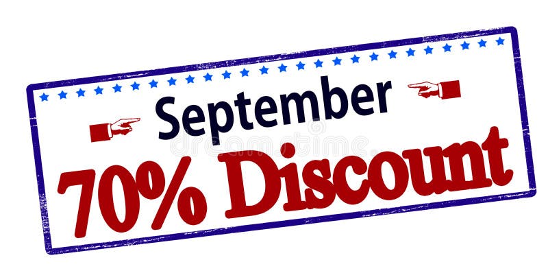 September Seventy Percent Discount Stock Vector - Illustration of stamp ...