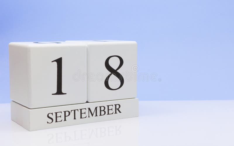 September 18st. Day 18 of Month, daily Calendar on White Table with ...