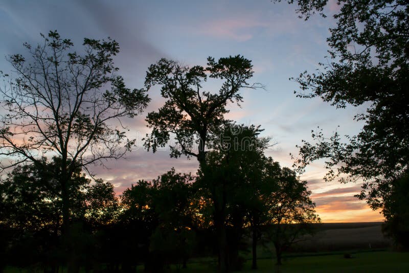 September Sunset Sky stock image. Image of tree, silhouettes - 60060255