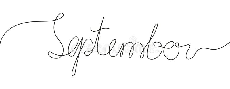 September Text Continuous Line. Line Month Holiday Theme Element for ...