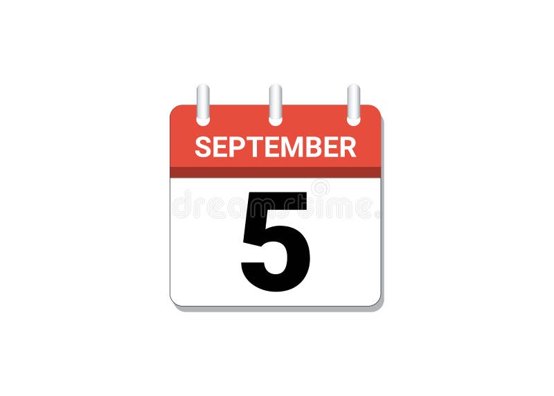 September, 5th Calendar Icon Vector, Concept of Schedule, Business and ...