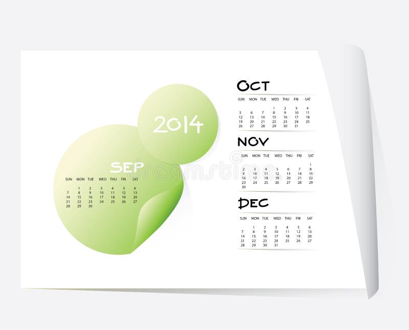 September To December Calendar 2014 Stock Illustration - Illustration ...