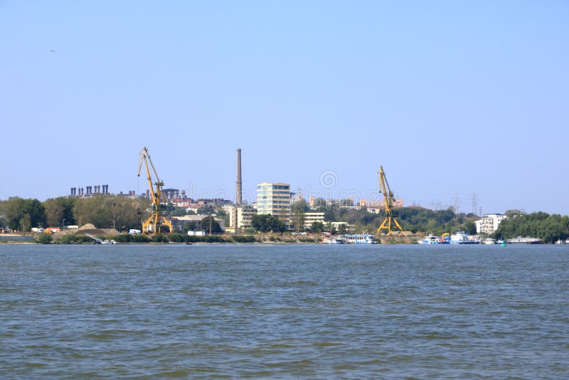 September 13 2021 - Tulcea in Romania: Industrial Cargo Port Skyline ...