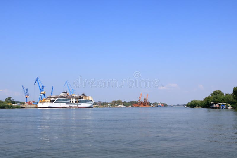 September 13 2021 - Tulcea in Romania: Industrial Cargo Port Skyline ...