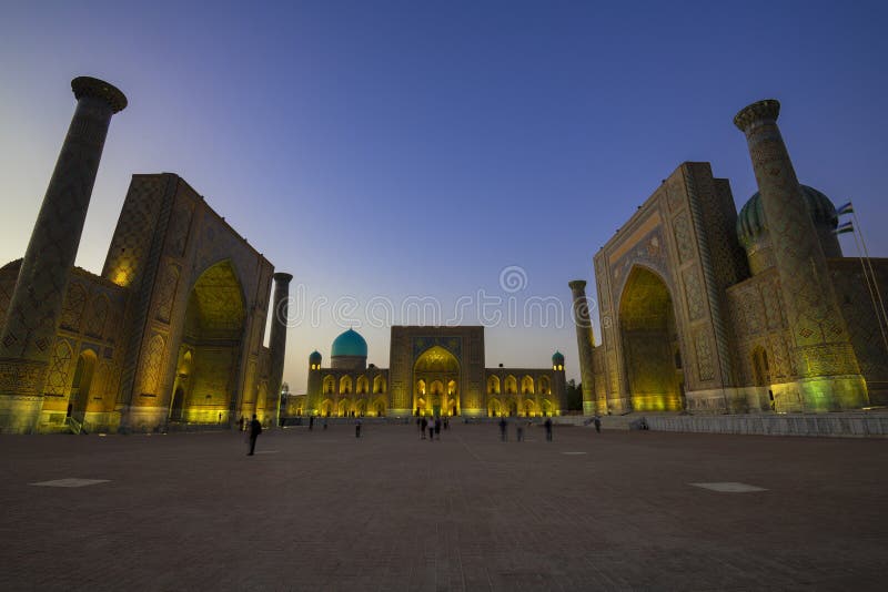 September Twilight at Registan Square. Samarkand Editorial Stock Photo ...