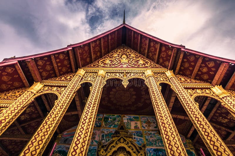 September 20, 2014: Wat Manorom Temple in Luang Prabang, Laos Stock ...