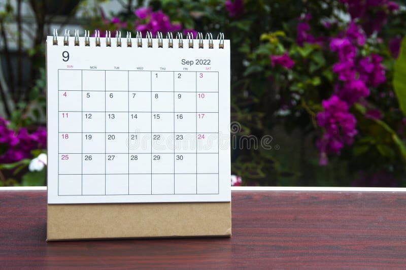 September 2022 White Calendar with Blurred Nature Background. Monthly ...