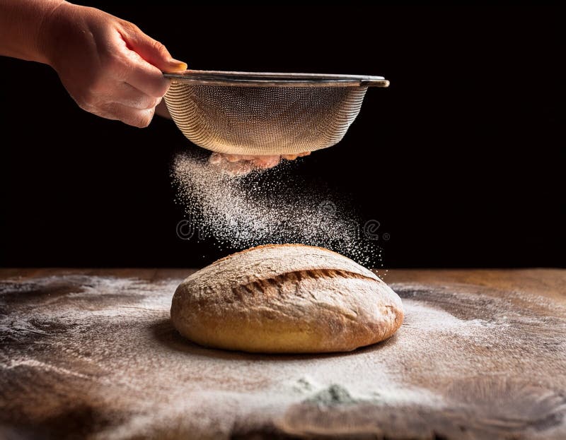A Sequence of Bread Making from Flour Sifting To Dough Rising ...