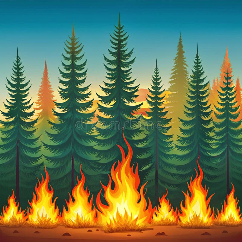 Sequence of Fire in the Forest Stock Illustration - Illustration of ...
