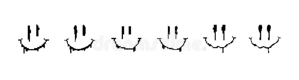 Sequence of Five Pixelated Smileys with Different Expressions in Simple ...