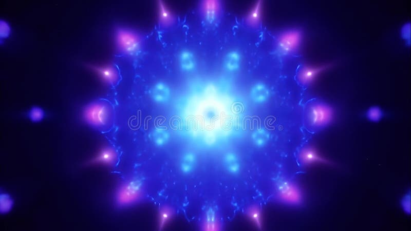 Sequence of Glowing Blue and Purple Flares Blinking in a Hypnotic ...