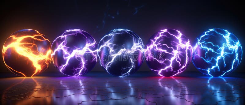 Spheres of Plasma Energy in Sequence Stock Illustration - Illustration ...