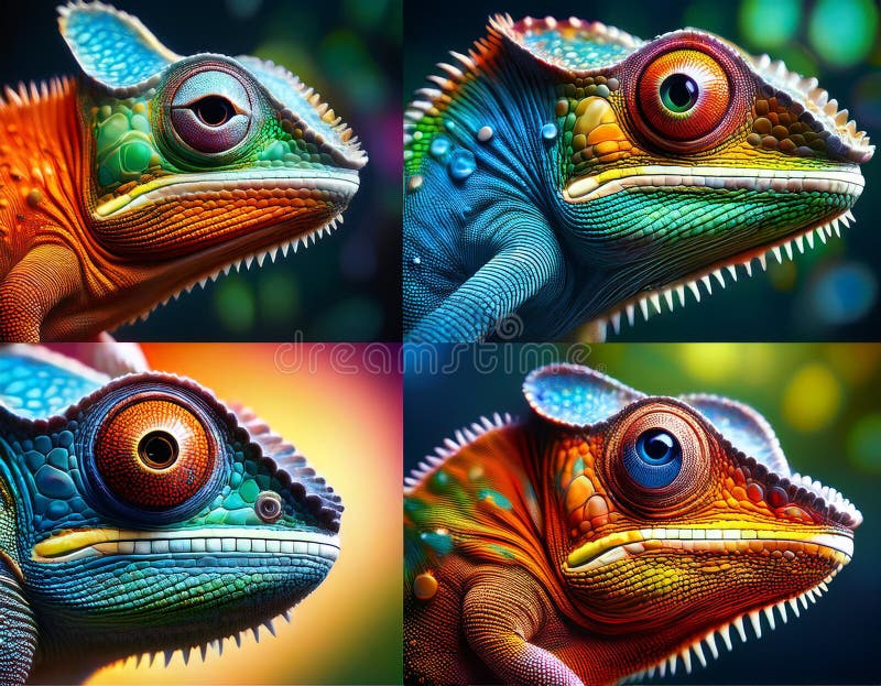 A Sequence of Images Depicting the Change in Eye Color of a Chameleon ...