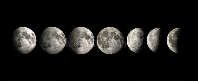The Sequence of Lunar Phases Showcasing the Majestic Beauty of the Moon ...