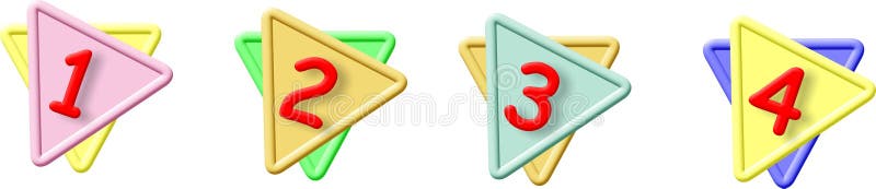Numbers from One To Four, on Colored Triangles Stock Vector ...