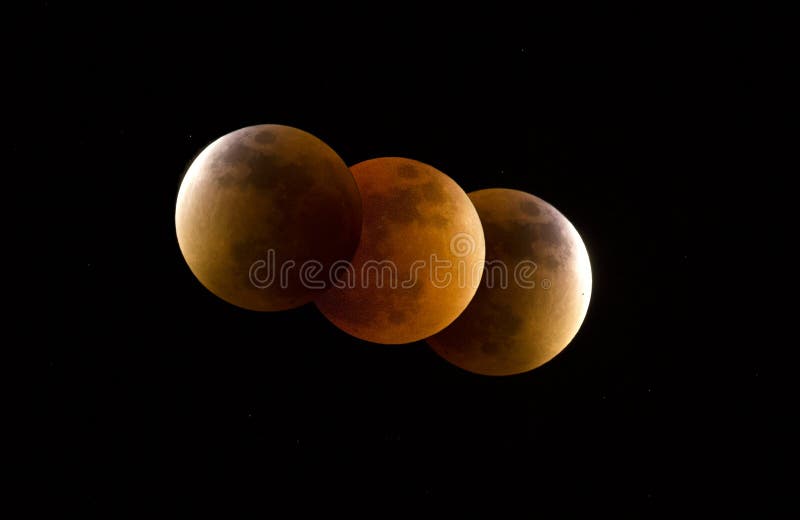 Total Lunar Eclipse Progression To Blood Moon Stock Photo - Image of ...