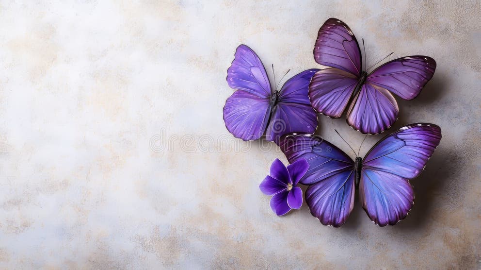 A Sequence of Purple Butterflies, Each Differing in Size and ...