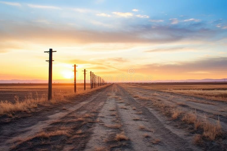 Sequence of Telephone Poles Disappearing into the Horizon Stock Photo ...
